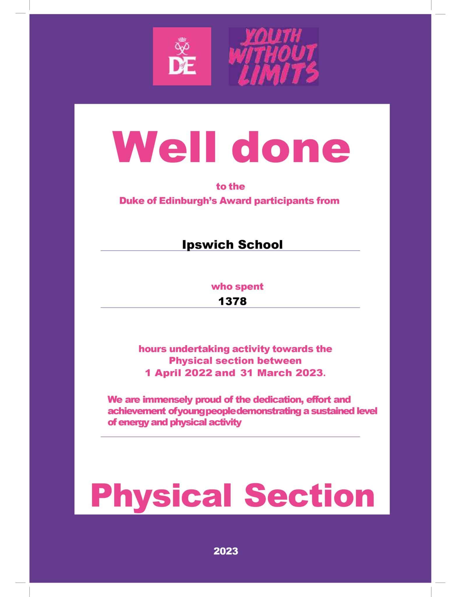 Duke of Edinburgh Physical Section - Ipswich School